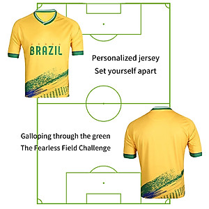 Fan Soccer Jersey Official Brazil 2022 World Cup (Brazil, Small)