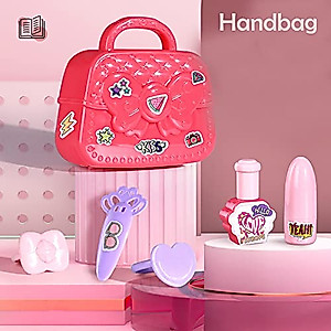 Toys for 3 4 5 6 7 8 Year Old Girl,Unlock Real Little Things Dress Up Accessories Magic Book Set with Lighting Sound,Gifts for Christmas Birthday(Red)