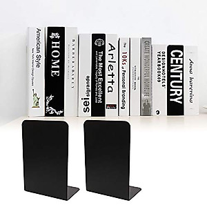 ZOEYES 6 Pcs Black Metal Bookends 8.0x3.9x5.3 Inch, Heavy Duty Book Ends for Shelves, Nonskid Book Holders and Book Stopper for Books Notebooks Files Magazines DVDs - Great for Office, Home, School