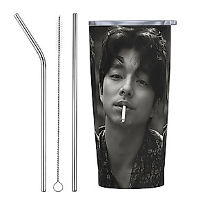 OAEWRE Gong Actors Yoo Stainless Steel Mug Insulated Tumbler Coffee Mugs with Lids and Straw Double Wall Vacuum Cup 20oz