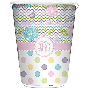 RNK Shops Girly Girl Waste Basket - Single Sided (White) (Personalized)