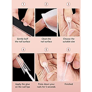 480Pcs Clear Nail Tips for Acrylic Nails Professional, XL Long C Curve Square & Coffin Nail Tips Set with 2 Nail Files, Half Cover Nail Extension Tips Artificial Acrylic Nail Tips for DIY Nail Art