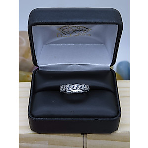 Dazzlingrock Collection 10K Round White Diamond & Blue Sapphire Women Anniversary Wedding Band Swirl Ring, White Gold, Size 7