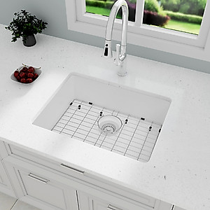 MONSINTA Bar Sink, Undermount Kitchen Sink, 23 Inch White Bar Sink, Bar Sink Undermount With Accessories, Granite Kitchen Sink, White Sink Kitchen