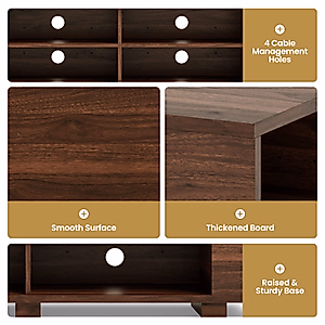 Tangkula Wood TV Stand for TVs up to 65 Inch Flat Screen, Modern Entertainment Center with 8 Open Shelves, Universal TV Storage Cabinet for Living Room Bedroom, TV Console Table (Walnut)