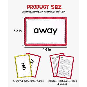 GAMENOTE Sight Words Kids Educational Flash Cards with Pictures & Sentences - 220 Dolch Big Word Games for Toddlers, Aged 3-9 Preschool Learning Activities(Pre K), Kindergarten, 1st, 2nd, 3rd Grade