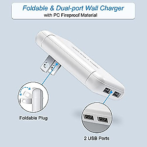 USB Wall Charger Flat, OKRAY 3-Pack 5v/3a Dual USB Charger Block with Foldable Plug, Extra-Slim 2 USB-A Ports Phone Charger Fast Charging Blocks Compatible iPhone 11/XS/XR/iPad, Samsung Galaxy (White)