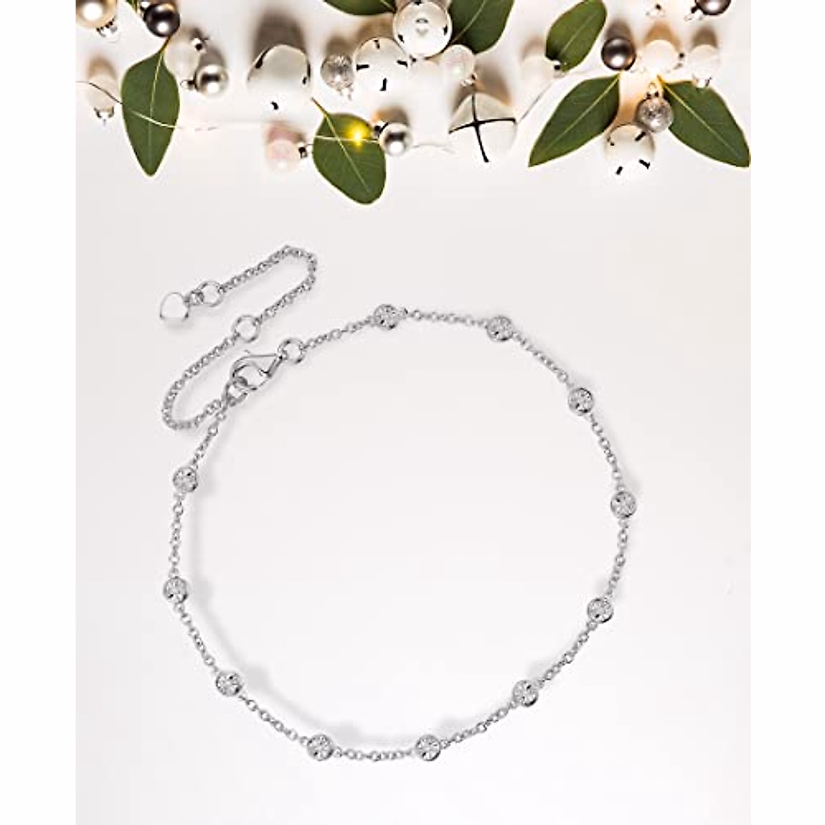 Tirafina Diamond Bezel Bracelet, Adjustable Cable Chain, 11 Round Bezel Diamonds, 6.5’’/7.5’’/8.5’’ Chain Length, 14K Rose Gold-plated Sterling Silver/14K Gold-plated Sterling Silver/Sterling Silver