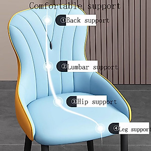 RILOOP Kitchen Napa Leather Dining Chairs Kitchen Living Room Lounge Counter Chairs Sturdy Carbon Steel Metal Legs Household Desk Chair Living Room Chairs/Off White+Grey