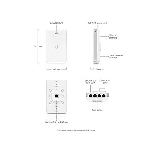 Ubiquiti Networks UniFi in-Wall Wi-Fi Access Point 802.11AC Wave 2 (UAP-IW-HD-US), White