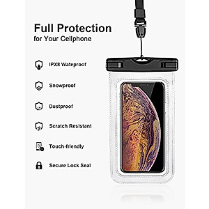 Waterproof Phone Pouch, 2 Pack Waterproof Case Underwater Cellphone Dry Bag, Compatible with iPhone13 12 Pro Max SE 11 Pro Max XS XR 8 7 Galaxy S20 S10 Google up to 7.0", with Lanyard for Swim Travel