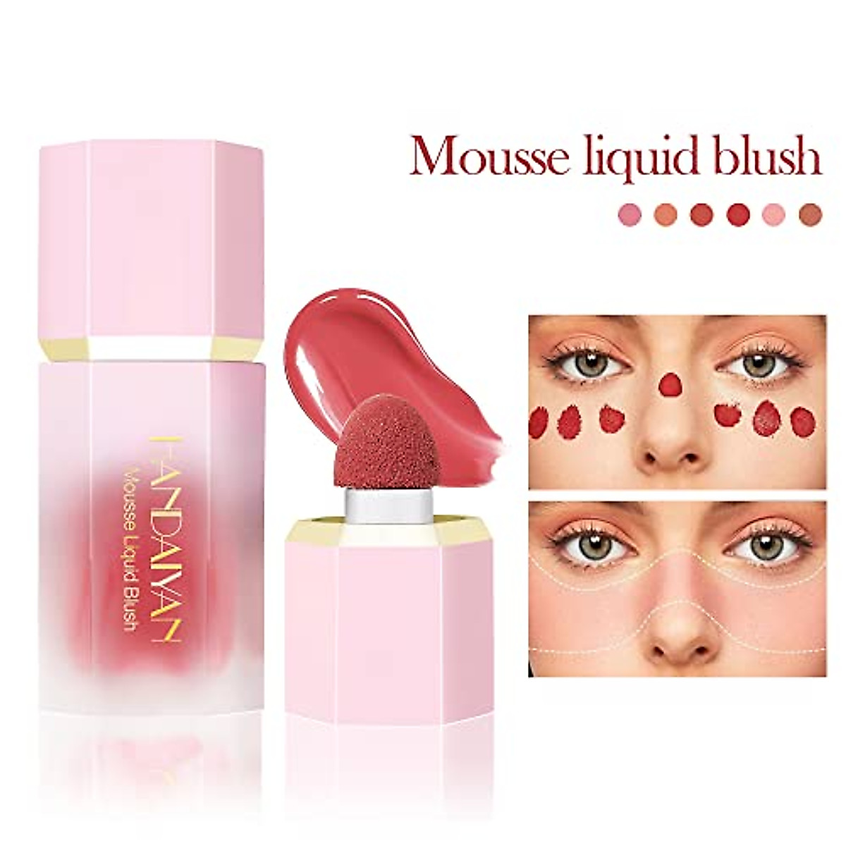 GL-Turelifes Cream Liquid Blush Makeup, Air Cushion Blush for Cheeks, High Pigment, Weightless, Velvet Mousse, Natural-Looking Long Lasting, Dewy Finish, Easy to Blend Blusher (#1 Love Cake)