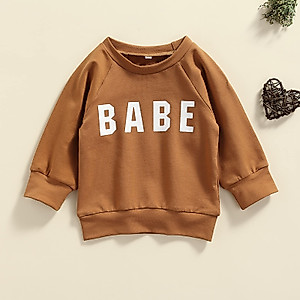 Infant Sweatshirt Toddler Crewneck Sweater Newborn Hoodies Baby Boy Girls Clothes Letter Printed Fall Spring Pullover (Yellow, 6-12 Months)