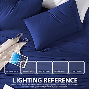 Cathay Home Essentials Ultra Soft Hypoallergenic Wrinkle Resistant Double Brushed Microfiber Bedding Sheet Set, Royal Blue, Twin