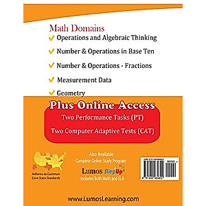 SBAC Test Prep: 4th Grade Math Common Core Practice Book and Full-length Online Assessments: Smarter Balanced Study Guide With Performance Task (PT) ... Testing (CAT) (SBAC by Lumos Learning)
