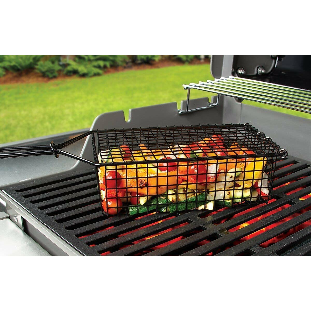 Corona BBQ Charcoal Grill Accessories - Grilling Basket with Locking Grill Handle For Veggetables, Chicken, Meats And Fish for Outdoor/ Indoor BBQ Set Tools