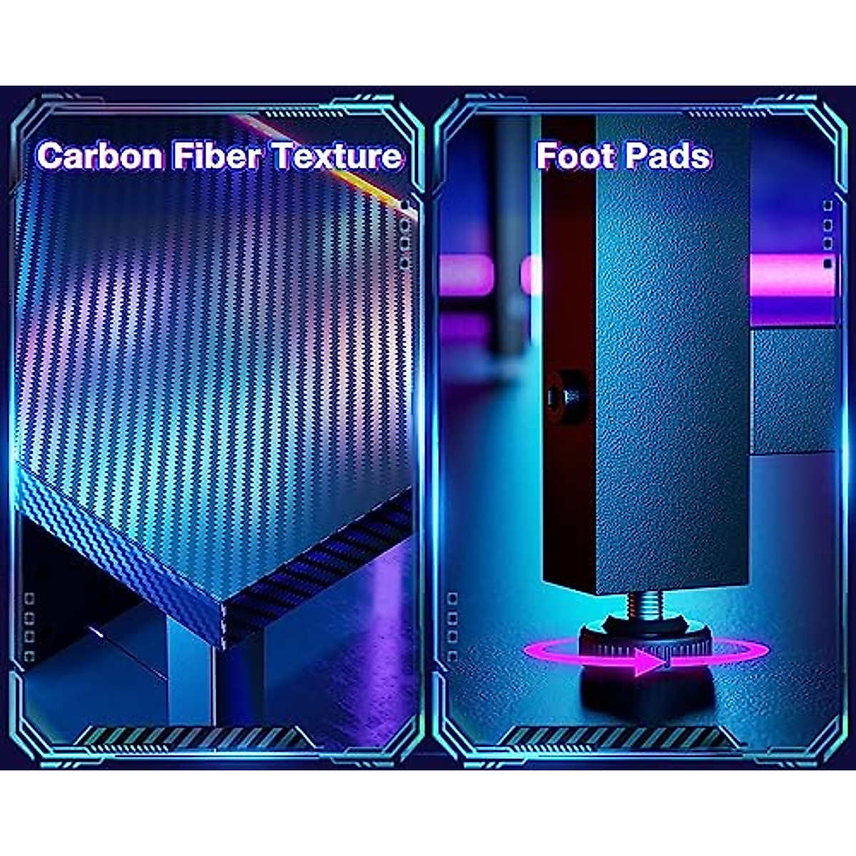 ODK L Shaped Gaming Desk, 51 Inch Computer Desk with Monitor Stand, PC Gaming Desk, Corner Desk Table for Home Office Sturdy Writing Workstation, Carbon Fiber Surface, Black