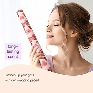 WRAPAHOLIC Wrapping Paper - Mini Roll - 17 Inch x 16.5 Feet - Boho Butterfly Design with Faint Fragrance for Birthday, Wedding, Drawer Liners, Home Closet Shelves, Gift Wrap