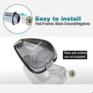 5pcs Cab Marker Light Smoke Cover Green LED, Cab Roof Running Light, Top Marker Light for 1999-2016 Ford F150 F250 F350 F450 F550 F650 F750 E150 E250 E350 E450 Super Duty Pickup Truck (without Base)