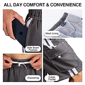 Kanu Surf Men's Standard Barracuda Swim Trunks (Regular & Extended Sizes), Charcoal, Large