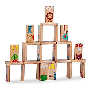 GracesDawn 28 Pcs of Educational Wooden Toy Domino Animal Puzzles Kids Game Gift