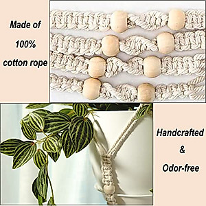 Bouqlife 3 Pack Macrame Plant Hangers with Pots Hanging Planters for Indoor Plants Holders with Trays & Hooks 34" / 26" / 20"