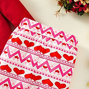 GRNSHTS Baby Girl My First Valentine's Day Clothes Long Sleeve Ruffle Romper Bell-Bottomed Pants 3Pcs Love Heart Outfits(Red,6-9M)