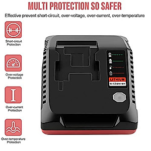 18-Volt Multi-Chemistry Battery Charger for Porter Cable PCXMVC Lithium Ion & NiCad NiMh Slide PC18B PC18B-2 PC18BL PC18BLX PCC489N Cordless Power Tool Battery