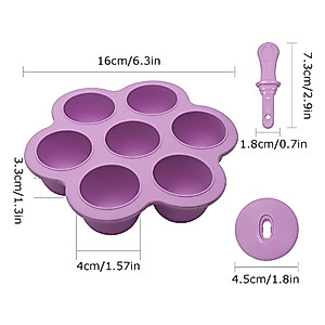 Silicone Popsicle Molds 7-cavity DIY Ice Pop Mold with Colorful Sticks For egg biting ice cream molds baby food storage containers non stick cake molds (Purple)