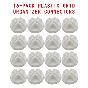 Joyangy 16-Pack Plastic Grid Organizer Connectors for Modular Closet Storage and Metal Grid Shelving Units, White Wire Cube Connectors with 1.42" OD and 0.16" ID Perfect Fit