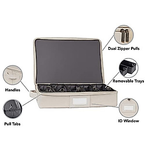 Covermates Keepsakes Flatware Storage Box – Stackable, Reinforced Handles, China Storage-Beige Heather