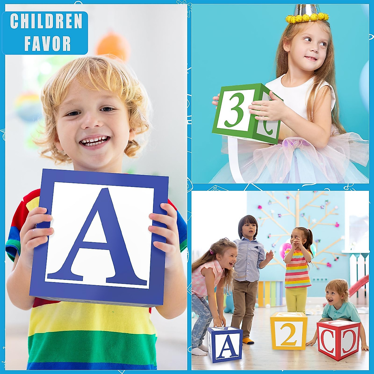 6 Pieces ABC and 123 Balloon Box Back to School Party Decoration 12 X 12 Inch ABC Alphabet Block Boxes Party Favor Balloon Inspire Story Birthday Party Decor for School Celebration Baby Shower