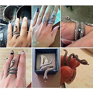 Yfnfxl Snake Ring Womens Rose Gold Snake Ring Fashion Rhinestones Cute Animal Rings (silver, 7)