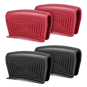 2 Pairs Silicone Pot Handle Covers, Heat Resistant Cast Iron Handle Cover Silicone Assist Hot Handle Holder Sleeves for Cast Iron Pans Woks Griddles Skillets