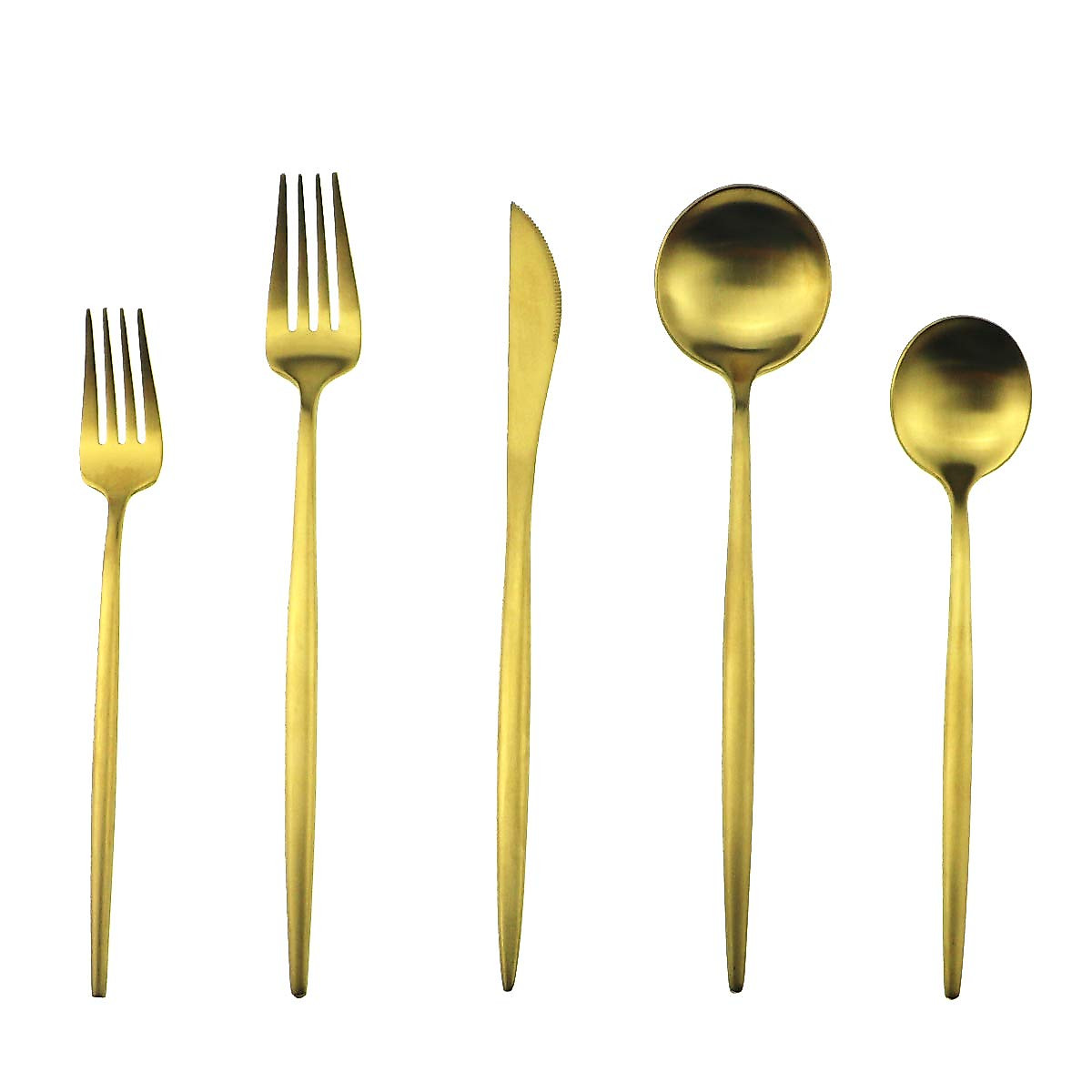 Gugrida 20-Piece 18/10 Stainless Steel Flatware Silverware, Luxury Dinnerware Set Travel Cutlery Tableware Include Knife Fork Spoon Service for 4,Healthy & Eco-Friendly Dishwasher Safe (Gold Matte)