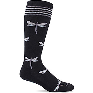 Sockwell Women's Dragonfly Moderate Graduated Compression Sock, Black - M/L