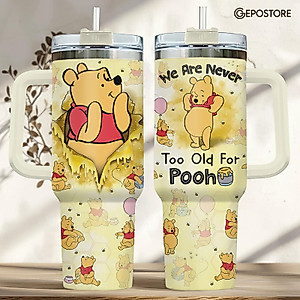 GEPOSTORE Cute Bear 40oz Tumbler with Lid, Cute Cartoon Character Travel Cup, Birthday Gifts for Movie Lover