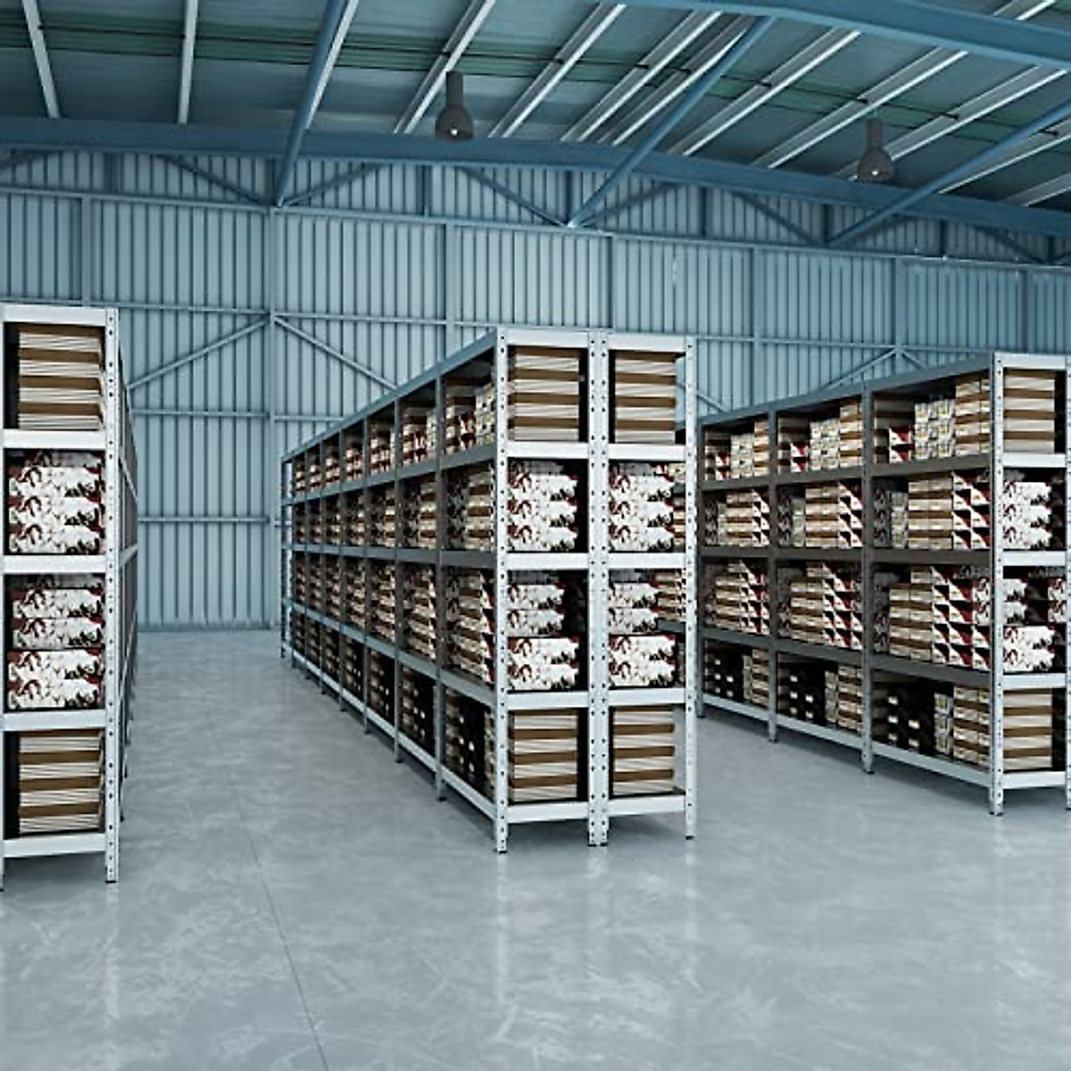 Tangkula Garage Storage Shelves, 5-Tier Metal Shelves for Storage, Shelving Unit with Foot Pads, Heavy Duty Storage Rack, 2866LBS Load Capacity, Bolt-Free Assembly, 39 x 16 x 77 Inches (1, Silver)