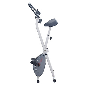Sunny Health & Fitness Comfort XL Ultra Cushioned Seat Folding Exercise Bike with Device Holder, Gray - SF-B2989
