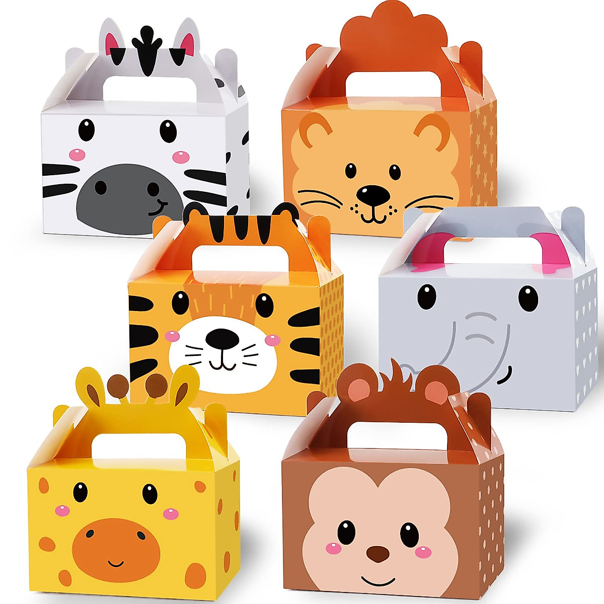 12 Pack Jungle Safari Animals Party Favor Boxes Zoo Animals Theme Happy Birthday Goodies Treat Boxes Jungle Safari Party Candy Gift Bags for Kids Baby Shower Party Decorations Supplies