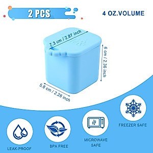 2pcs Dips Containers for Lunch Box, 4oz Leak-Proof Salad Dressing Containers Dipping Sauce Cups Silicone Condiment Containers with Lids for Kids School Picnic Travel (Blue, Green)