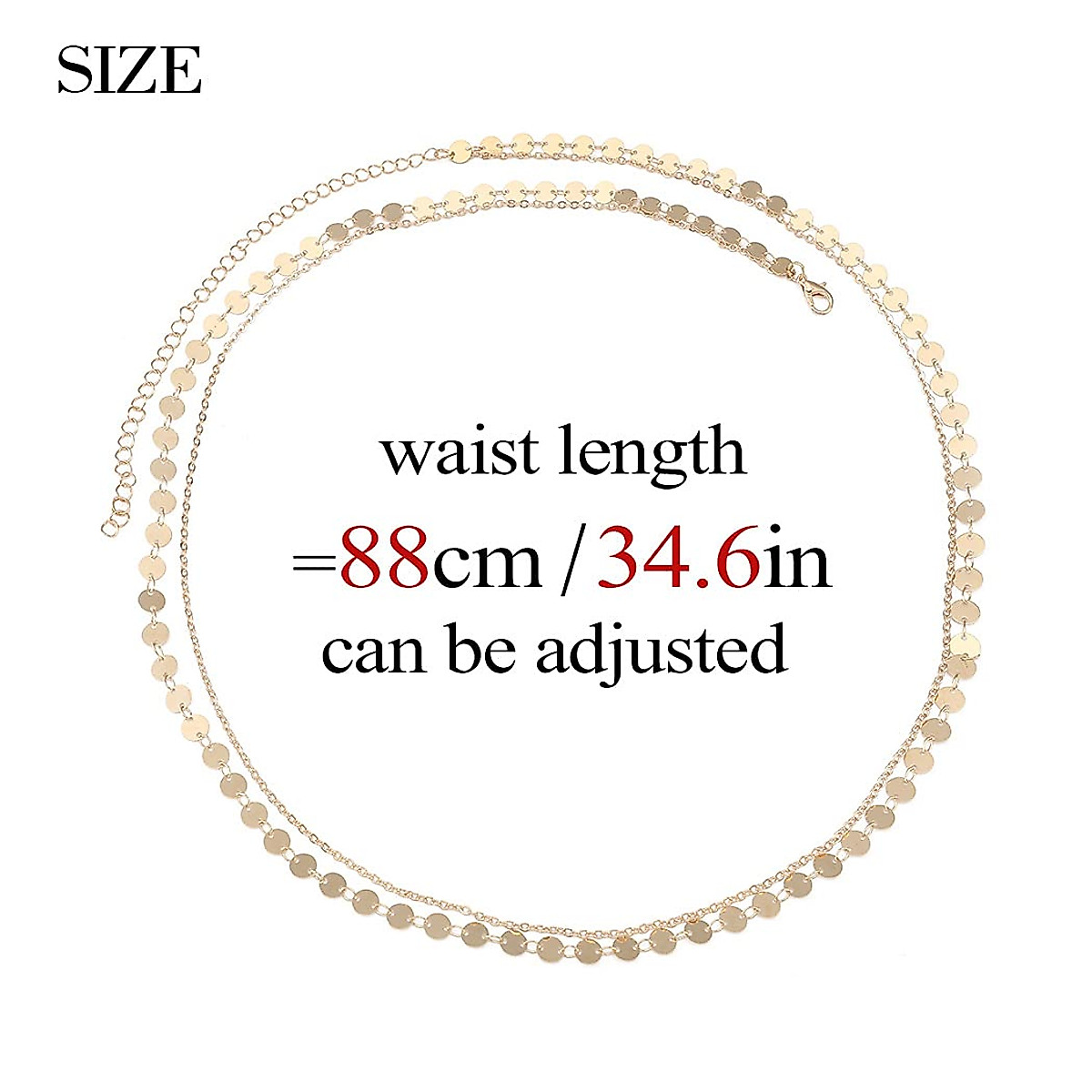 Bodiy Sequines Layered Waist Belly Chain Belt Gold Thin Body Chains Bikini Jewelry for Women and Girls