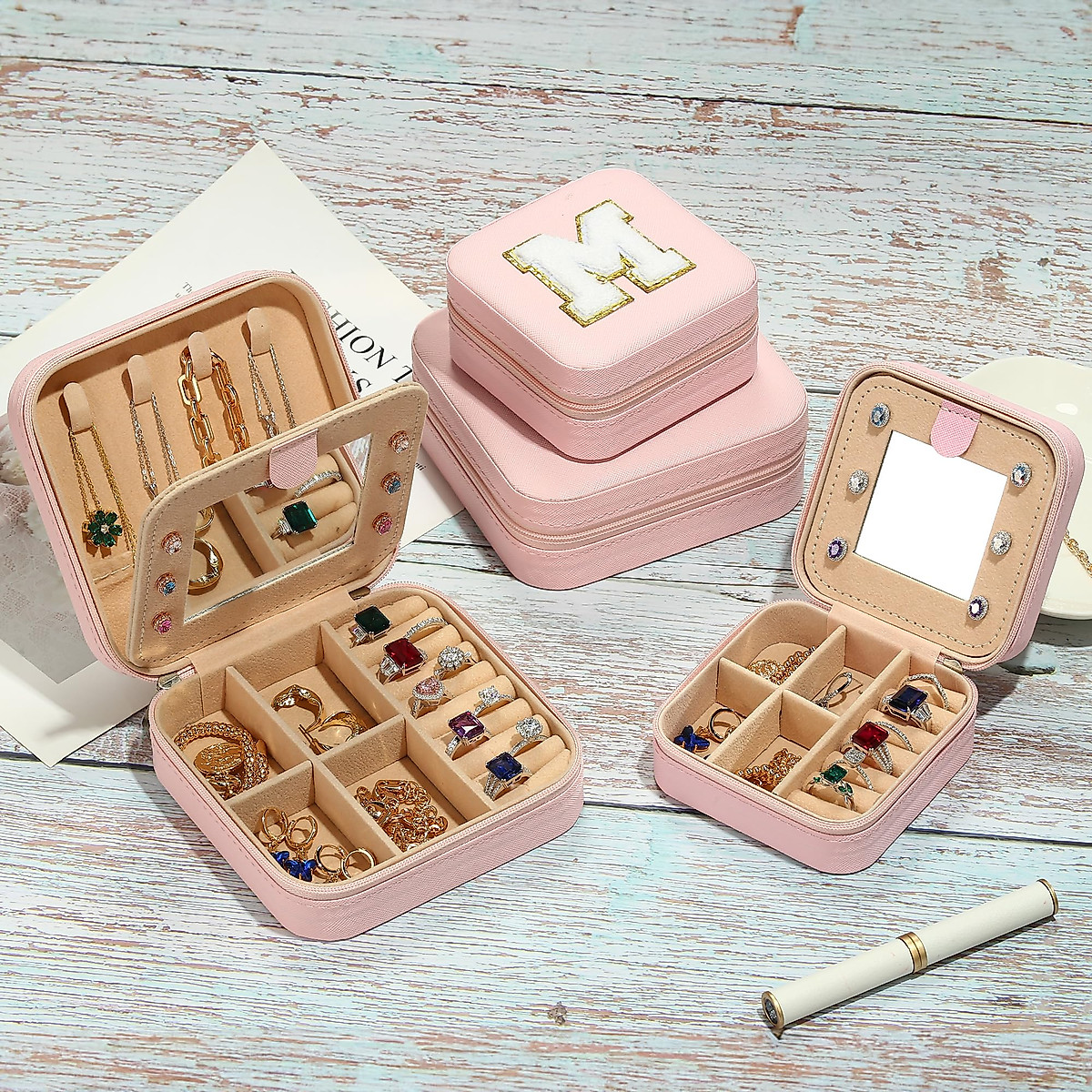 Parima Birthday Gifts for Women -2 Pieces Travel Jewelry Case Set, Travel Gifts Friend Gifts for Women Personalized Gifts Unique Gifts Christmas Gifts for Women Personalized Jewelry Boxes for Women