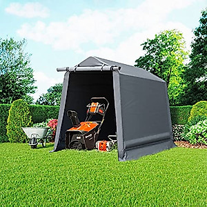 Portable Shed, 6 X 8 ft Storage Shed, Portable Garage Suitable for Storing Motorcycles Bicycles & Garden Tools, Waterproof and UV Protection Carport with Rolled up Zipper Door, Gray
