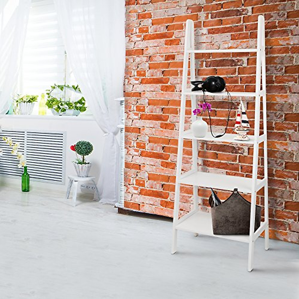 Casual Home 5-Shelf Ladder Bookcase, White