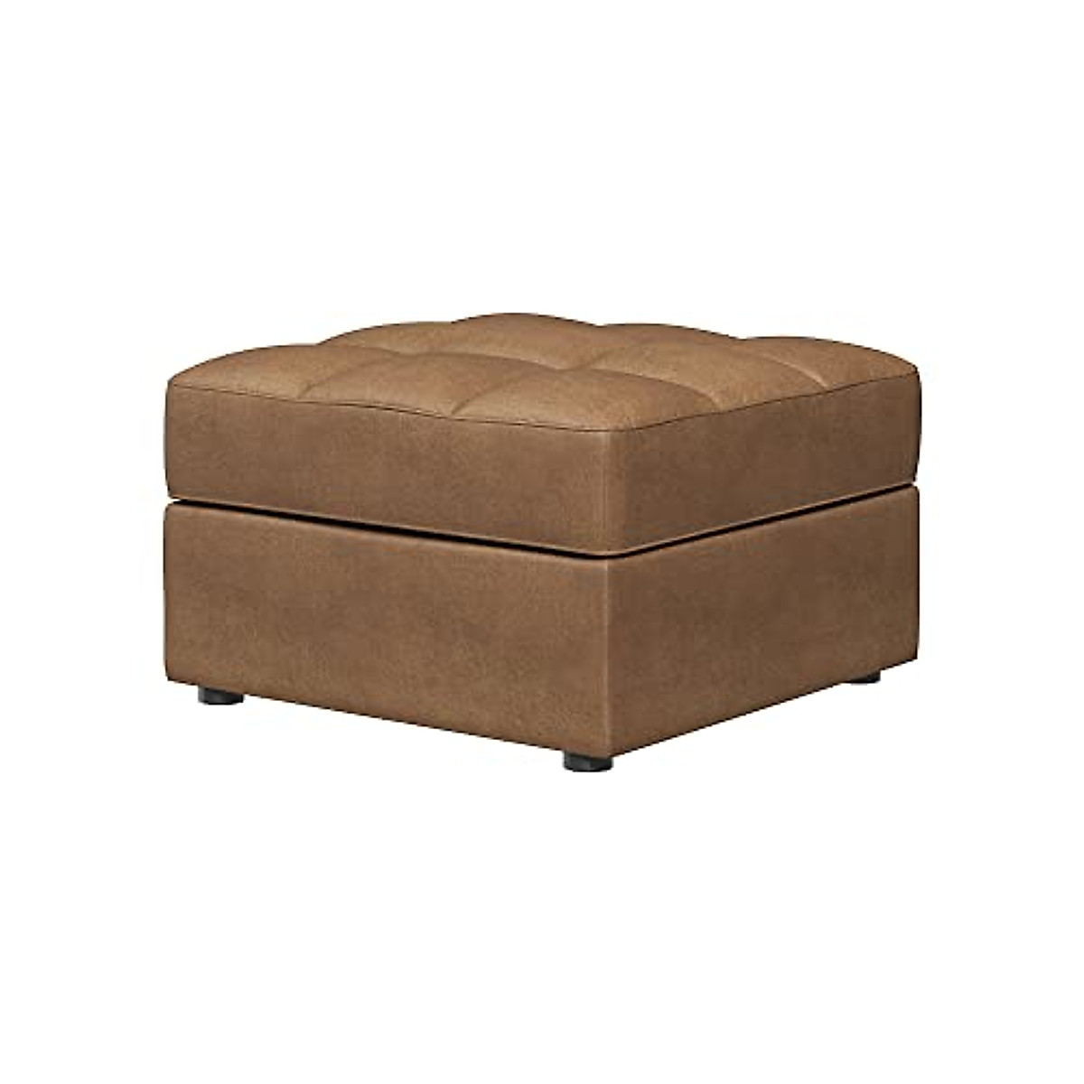 HONBAY Square Storage Ottoman Tufted Bench with Storage Modern Footrest for Small Space, Caramel Brown