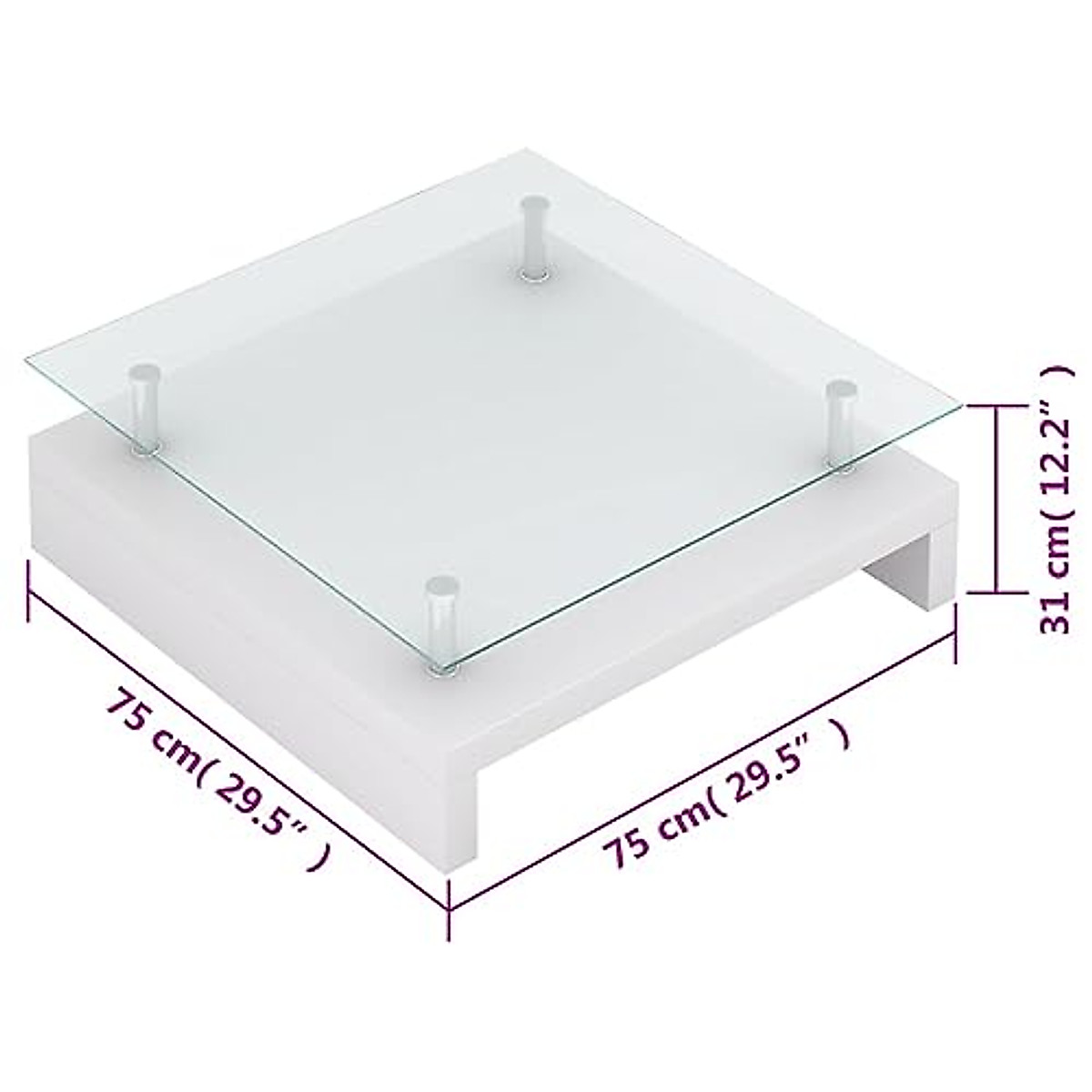 QJBSAVVA Coffee Table with Glass Top White,Entrance Table Tray Tables Center Table Low Table Suitable for Meeting Rooms, Reception Rooms, Offices