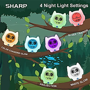 SHARP Ready to Wake Owl Sleep Trainer, Kid’s Clock for Ready to Rise, Ceiling Projection Nightlight and “Off-to-Bed” Feature – Simple to Set and Use!