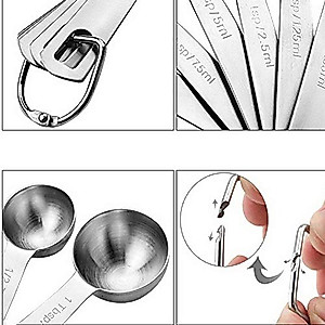 MEKBOK Magnetic Measuring Spoons Set, Dual Sided, Stainless Steel, Fits in Spice Jars, Black, Set of 8