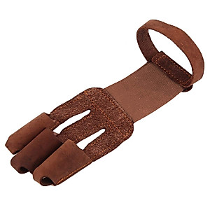 Yuehuam Arm Guard Finger Protective Gloves 3- Finger Design Archery Protect Glove Pull Bow Arrow Archery Shooting Glove Leather Single Glove